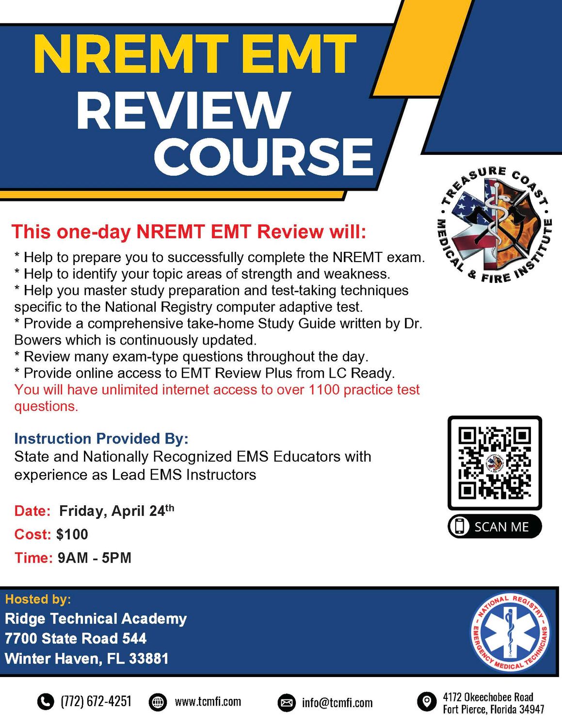NREMT EMT Exam Review April 24th Winter Haven