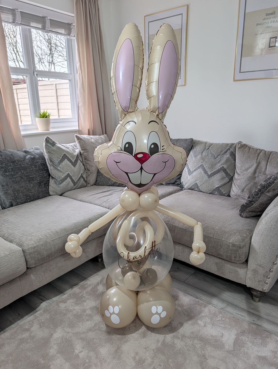 Personalised Bunny Belly Balloon with Hidden Easter Treats