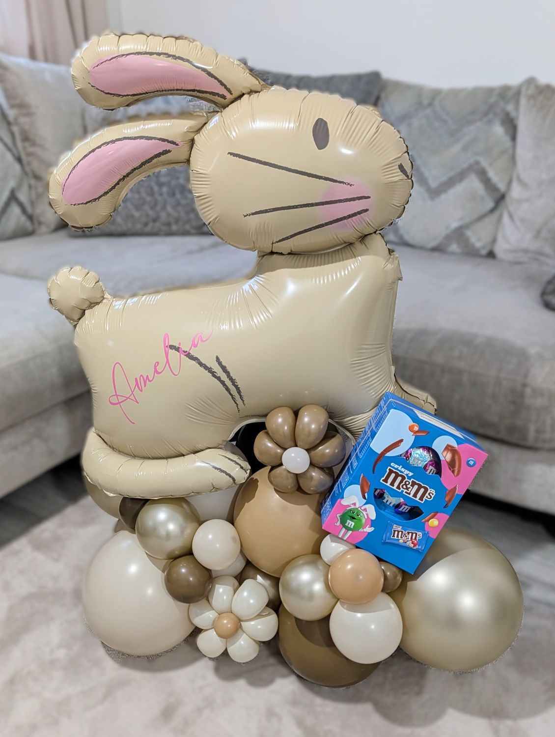 Personalised Easter Bunny Balloon Stack with Egg Options