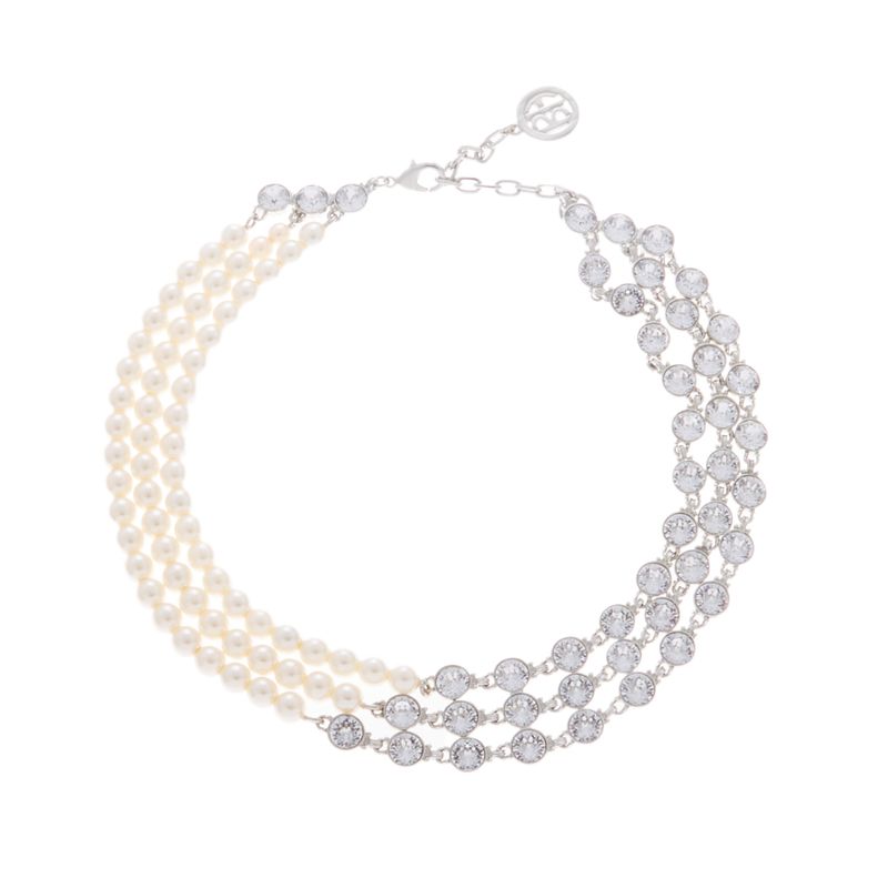 3 Row Crystal Pearl Colar