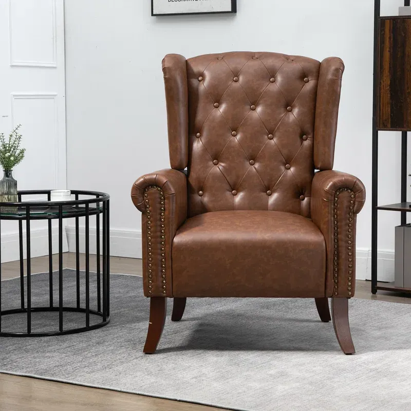Charlton Home Abdul-Ahad Faux Leather Wingback Chair