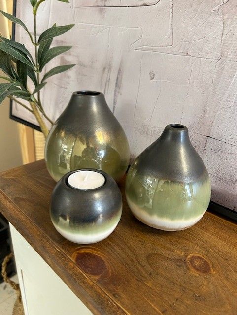 3 pc Bouclair Accent Decor Set; Earth Tones