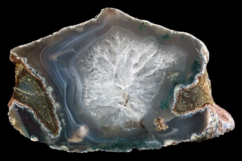 Fortification Agate with Quartz Crystal centre