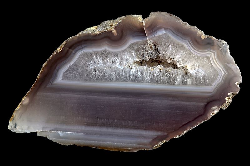Fortification Agate Geode centre, water line banding