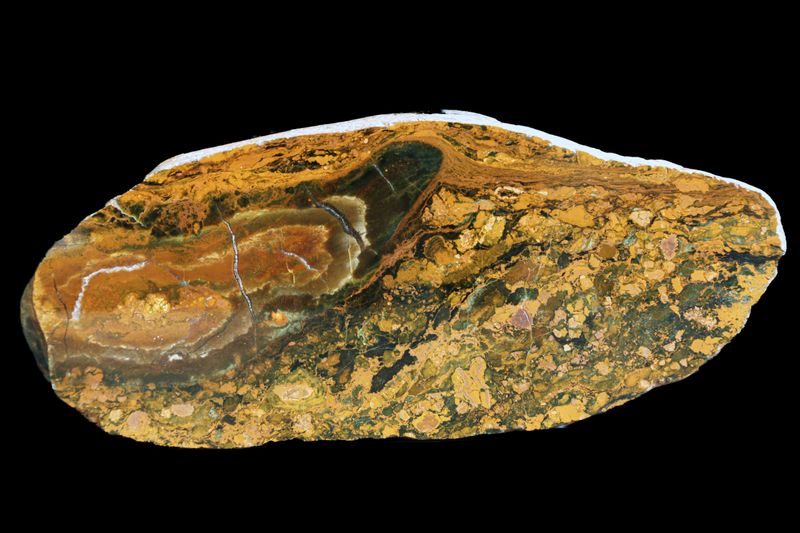 Chert and Plasma Jasper Slab. Green and Gold patchwork pattern
