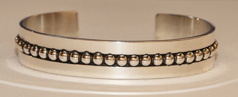 SILVER BEAD CUFF BRACELET NAVAJO-TOM HAWK