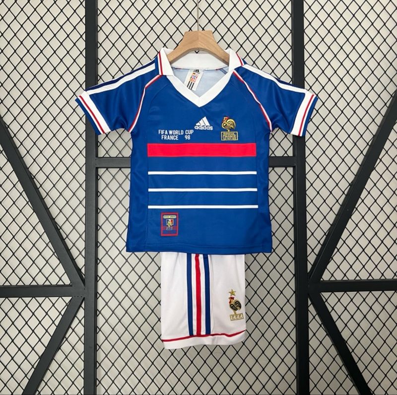 France 1998 World Cup Retro Home Kids Kit