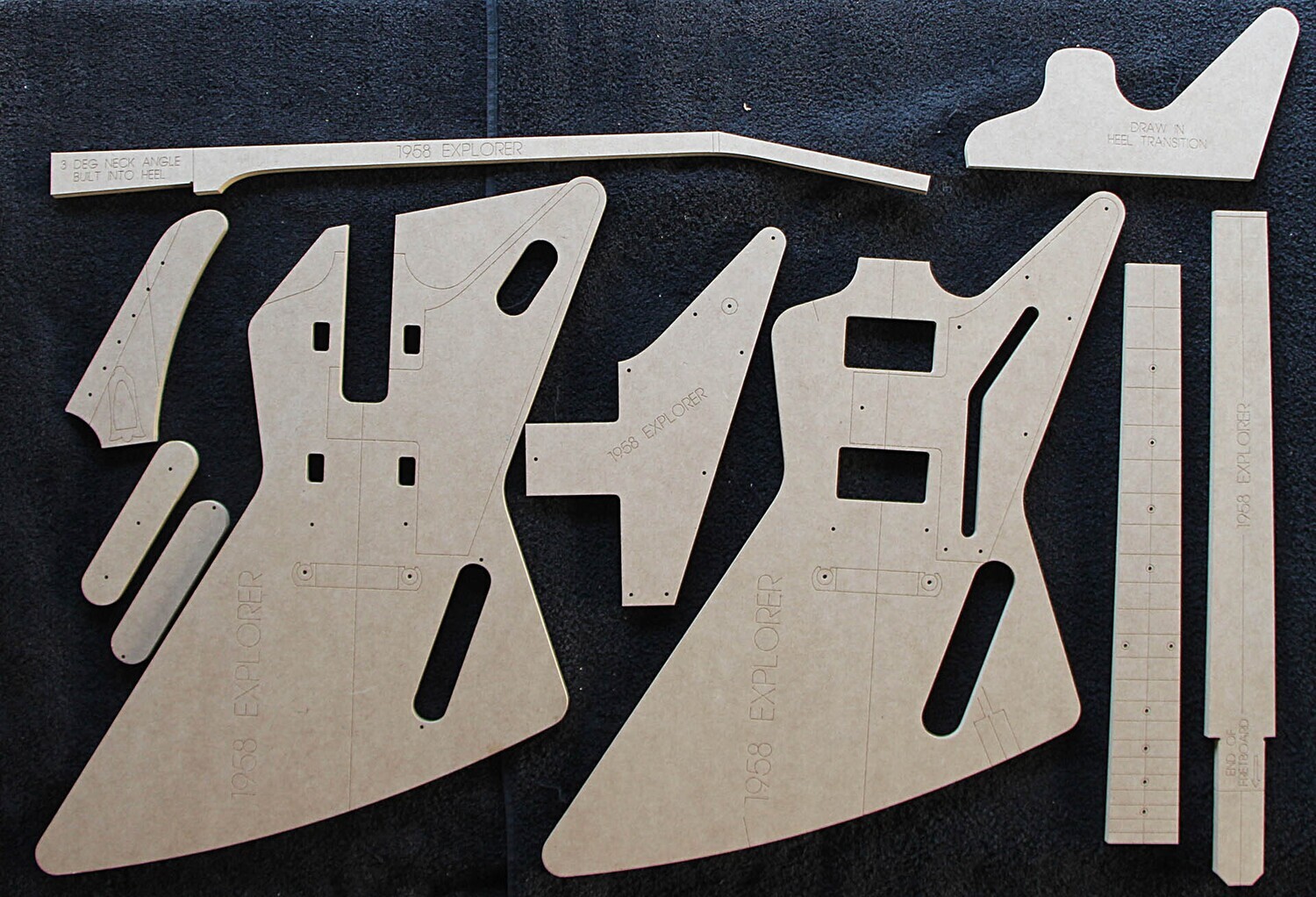 1958 Explorer Template Set – Fletcher Handcrafted Guitars