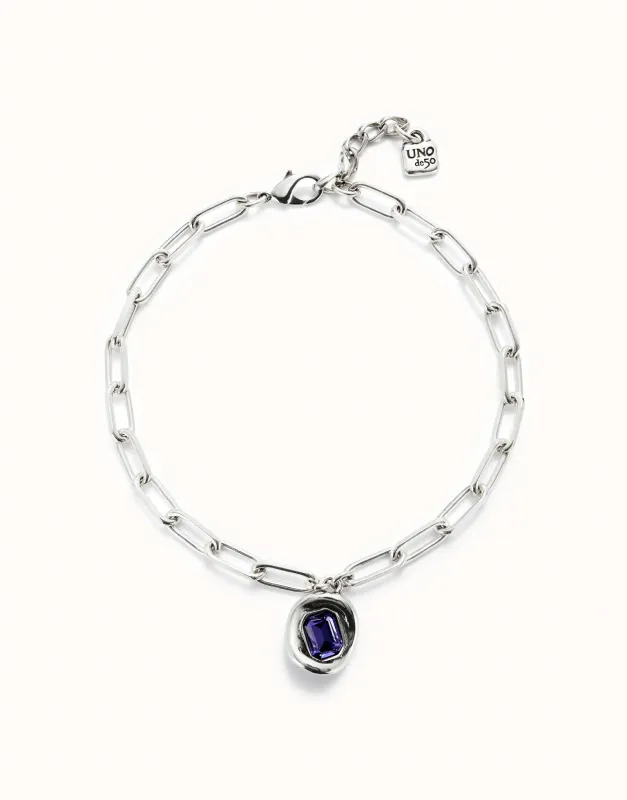 Ser Brave Sterling silver-plated chain with links and purple crystal