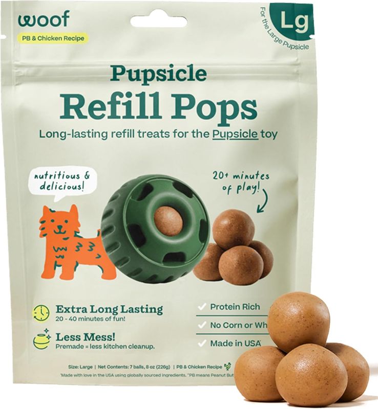 Woof Pupsicle Pops PB & Chicken Flavor Refills Lickable Dog Treats ...
