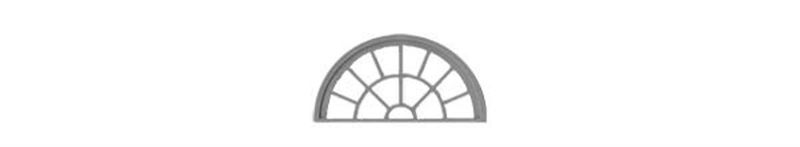 13 PANE 1/2 ROUND MASONRY WINDOW