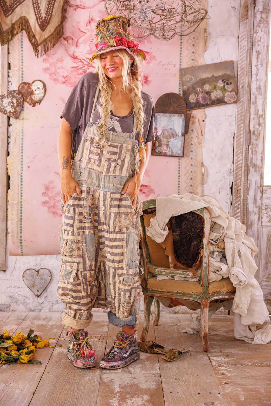 Magnolia Pearl | Patchwork Frankie Overalls | Overall 162 | Luna Stripe