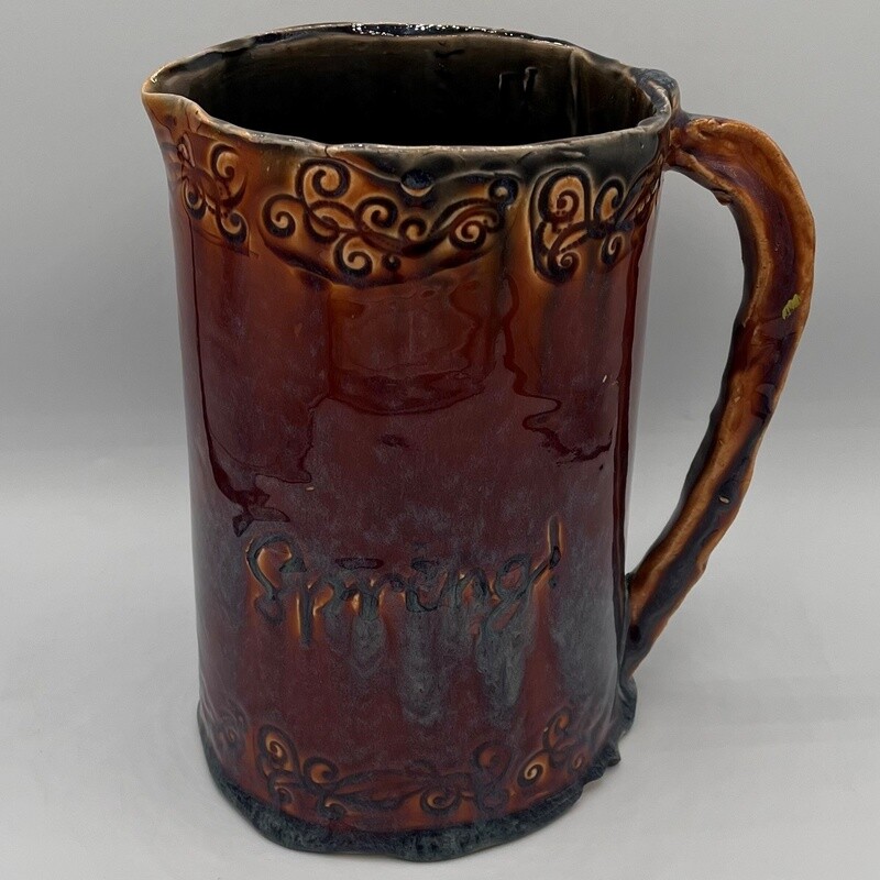 Bobbie Jo Robinson, Ceramic Pitcher, 'Happy Spring!'