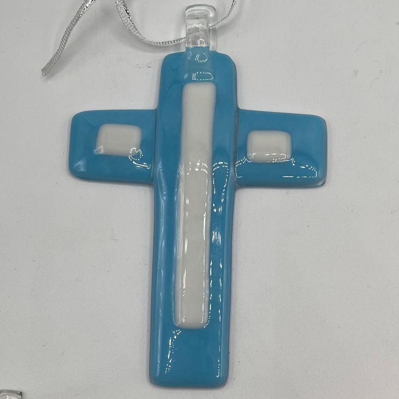 Brett Garrett, Blue and white glass cross ornament