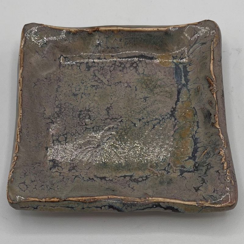 Steve Gall, Ceramic Ring Dish, Multi-shade Blue Square