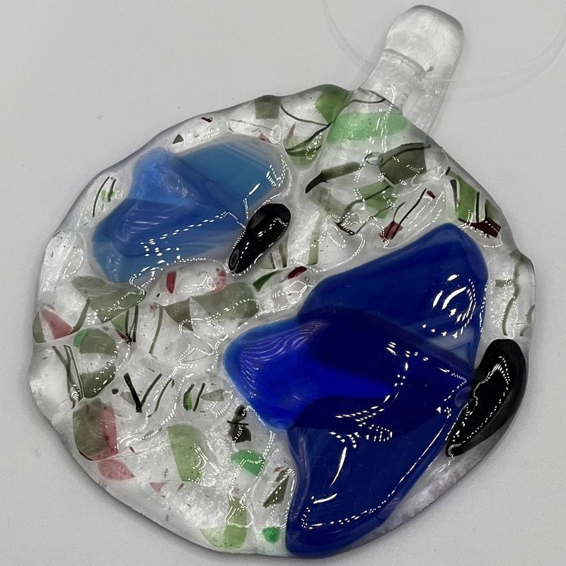 Duane Sparks, Fused Glass Suncatcher, Blue Butterflies