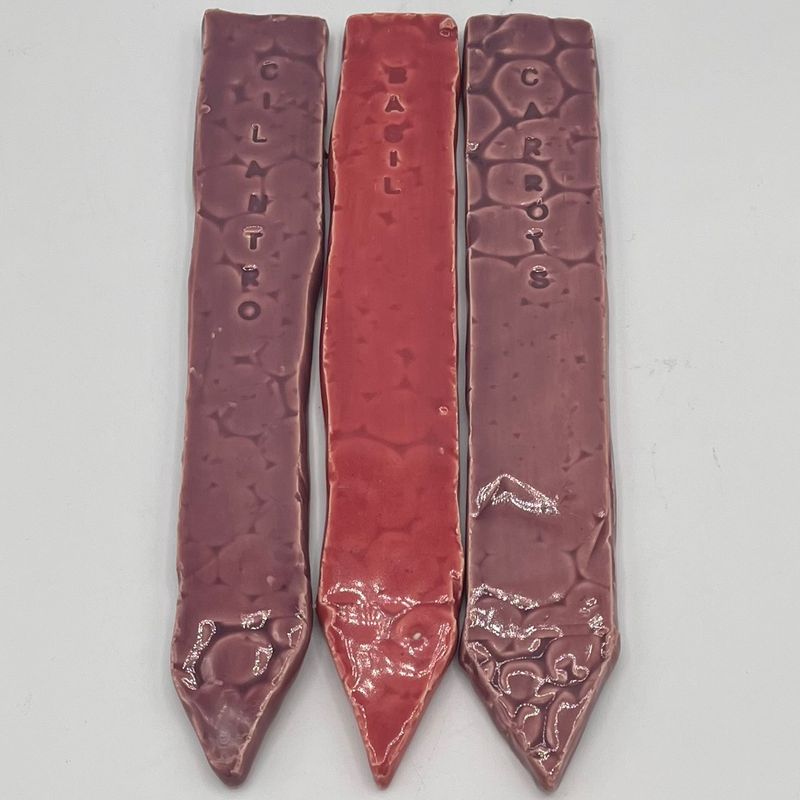 Brett Garrett, Ceramic Garden Stake, Cilantro, Basil and Carrots