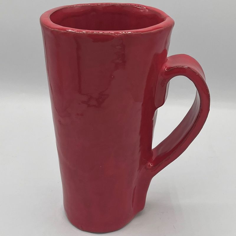Theresa Allen, Ceramic Mug, Red and Tall
