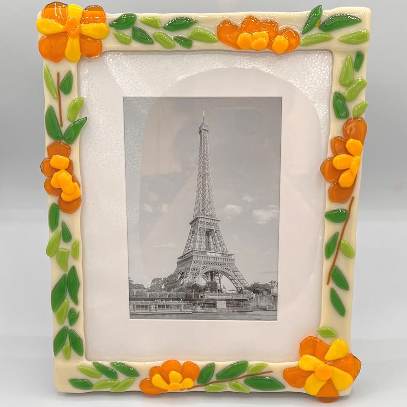 Tiffany Jameson, Fused Glass Frame, Yellow Flowers