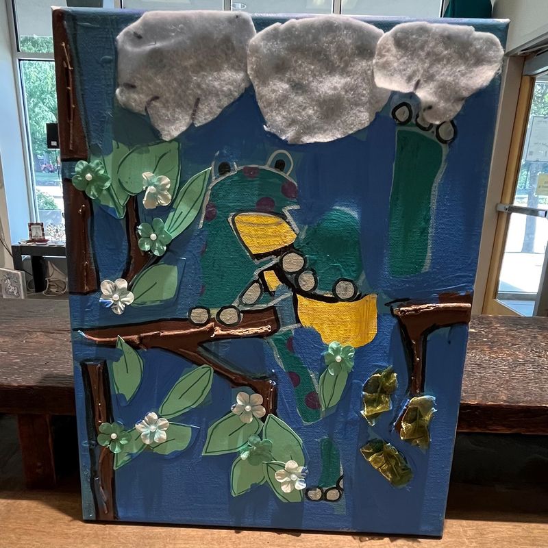 Beth Shaw, Mixed media On Canvas, 'Ribbit The Tree Frog'