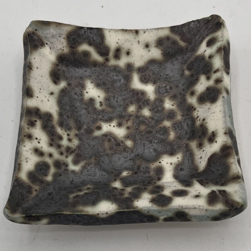 Steve Gall, Ceramic Ring Dish, Black and White Speckled Design