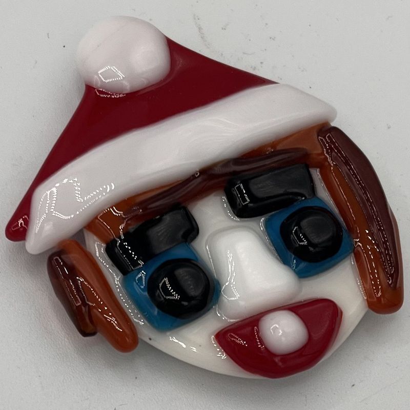 Steve Gall, Fused Glass Magnet, Happy Christmas Character