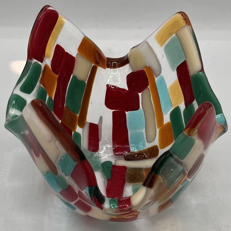 Duane Sparks, Fused Glass Drape, Red, Yellow and Green Rectangles