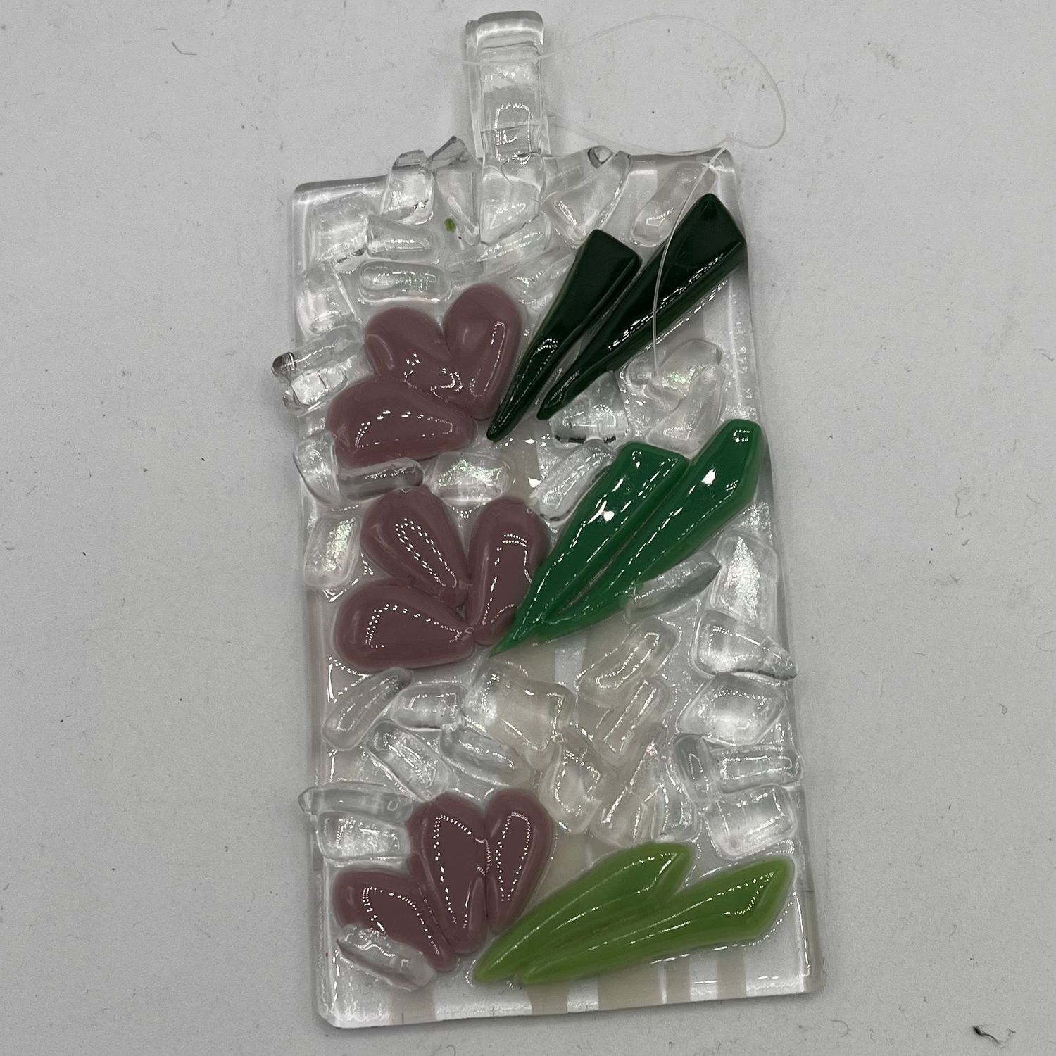 Jody Mann, Fused Glass Suncatcher, Purple Flowers