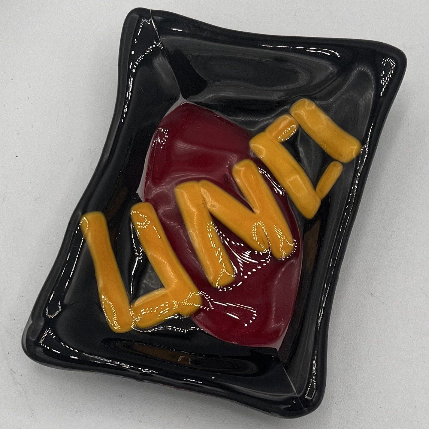 Annie Baxter, Fused Glass Soap Dish, Card Game Logo