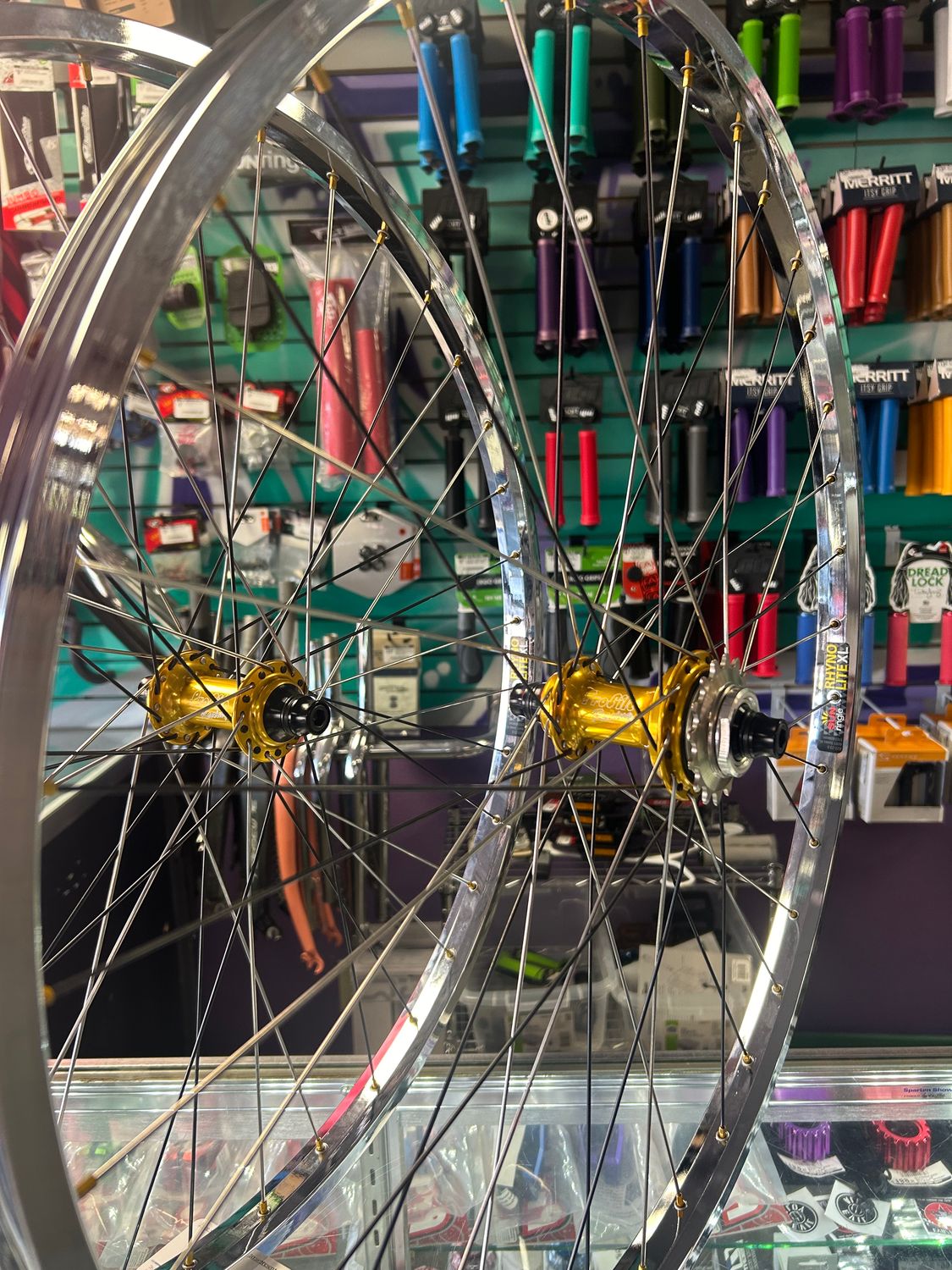 29" Custom Wheelset - Gold Profile Elite Hubs / Chrome Rhino Lite Hoops