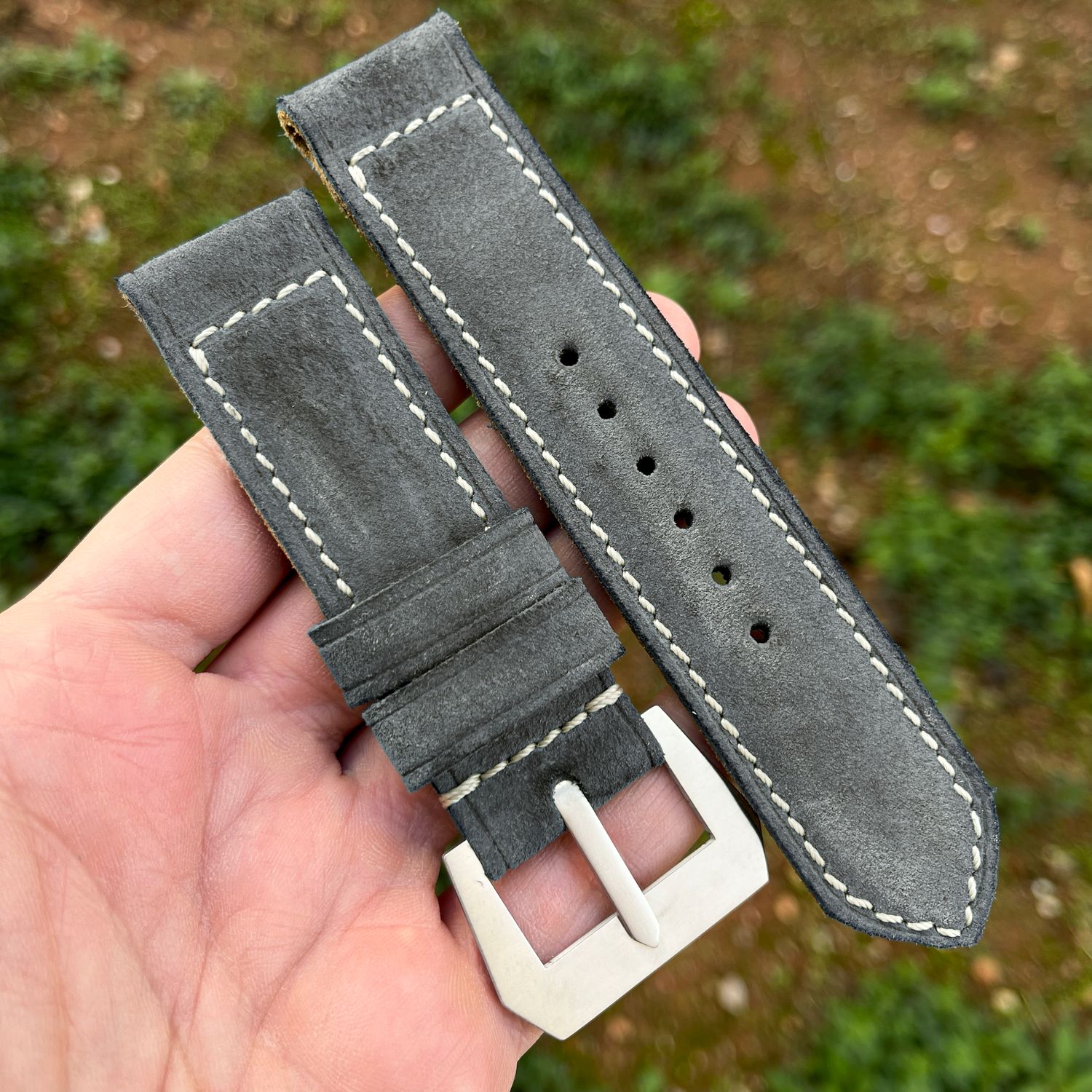 Gray Suede Leather Strap