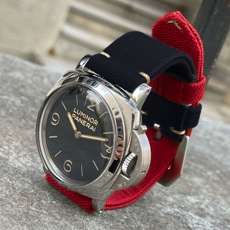 Black / Red | Bicolore Two-Tone Canvas Watch Straps | kyRoS