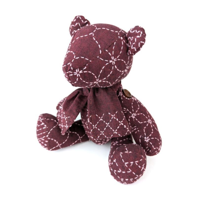 Sashiko Cloth Teddy Bear - Red