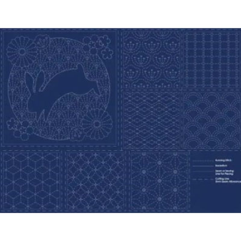 Sashiko Stitchery Panels - Navy