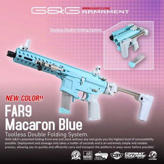 FAR9 Folding AR-9 AEG, Macaron Blue