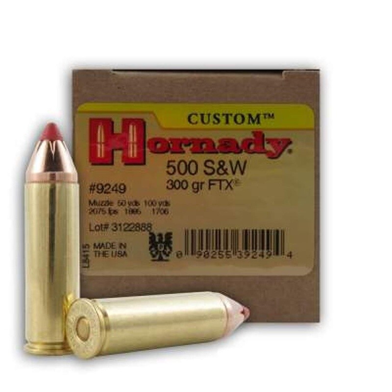 500 S&W Hornady 300gr FTX Pistol Ammunition Box of 20