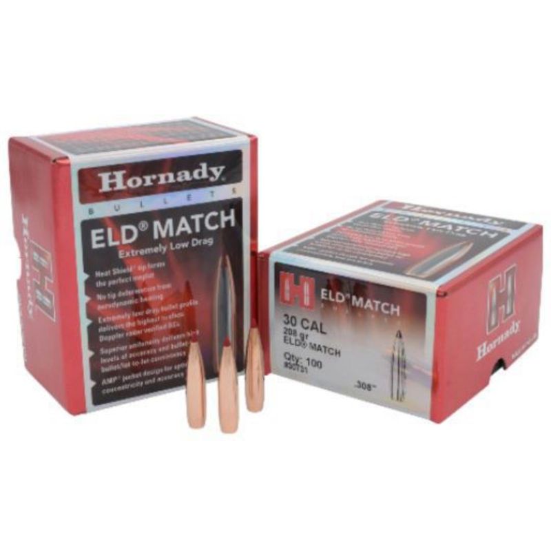 30cal Hornady .308 dia 208gr ELD Match Projectiles Box of 100