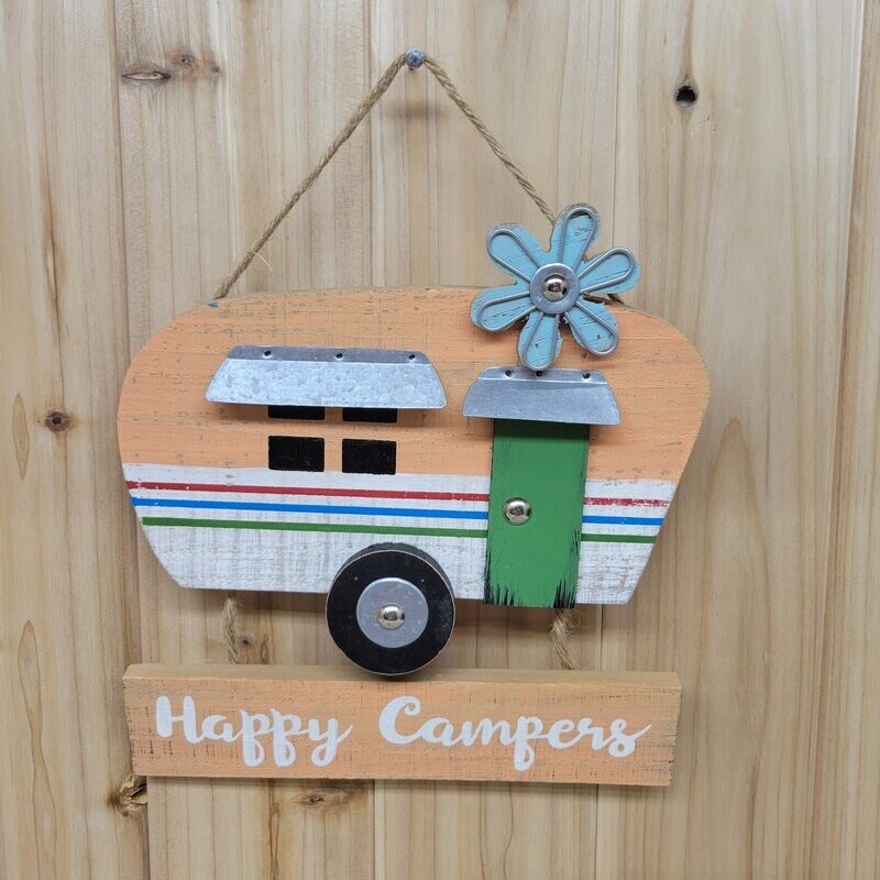Wood & Metal Camper Sign, 8"