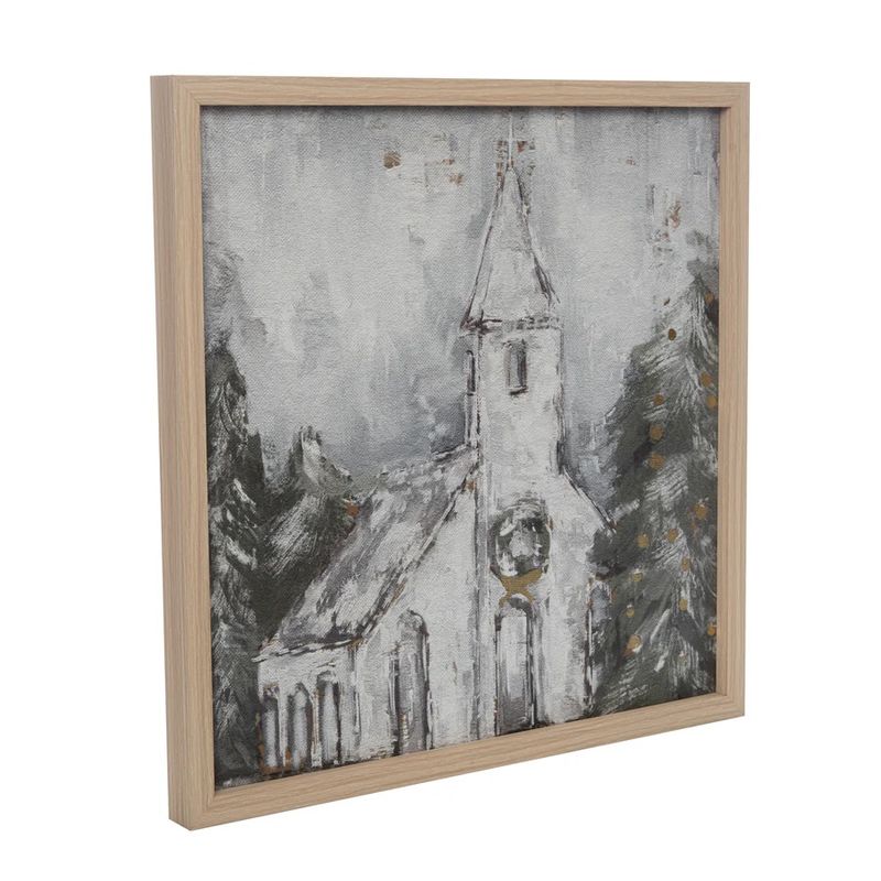 Canvas Church Scene Wall Decor 16"