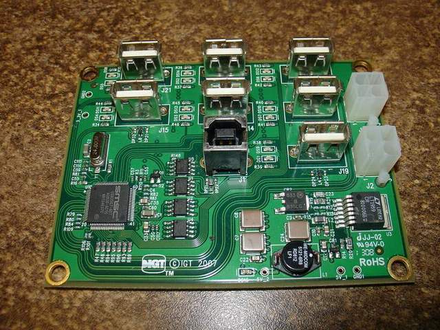 IGT PCB, Hub, 7 Port, USB, SMSC, DNGL Farm V2 (IGT 76941702)