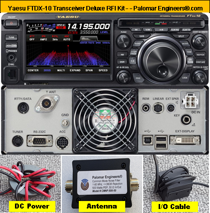 Yaesu FTDX-10 Deluxe Transceiver RFI Kit - 6 RFI/Noise Reduction Filters + Coax Noise Filter ...