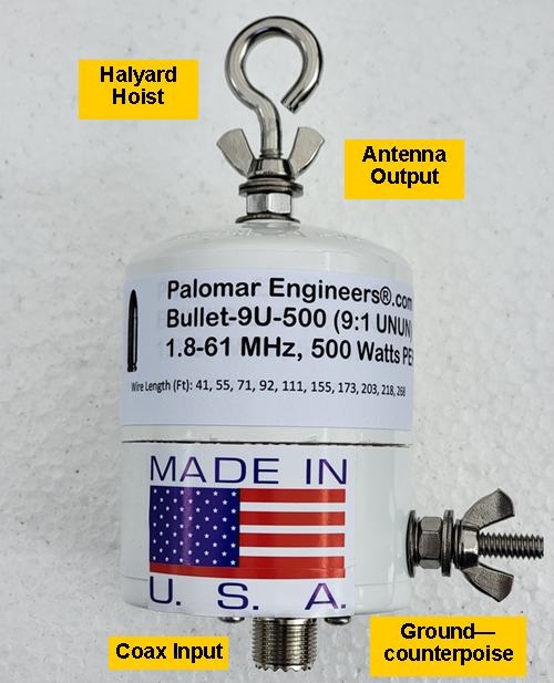 Bullet 50:450 (9:1) HF Unun, 1.8-61 MHz, 500/1500 Watts, End Fed Long ...