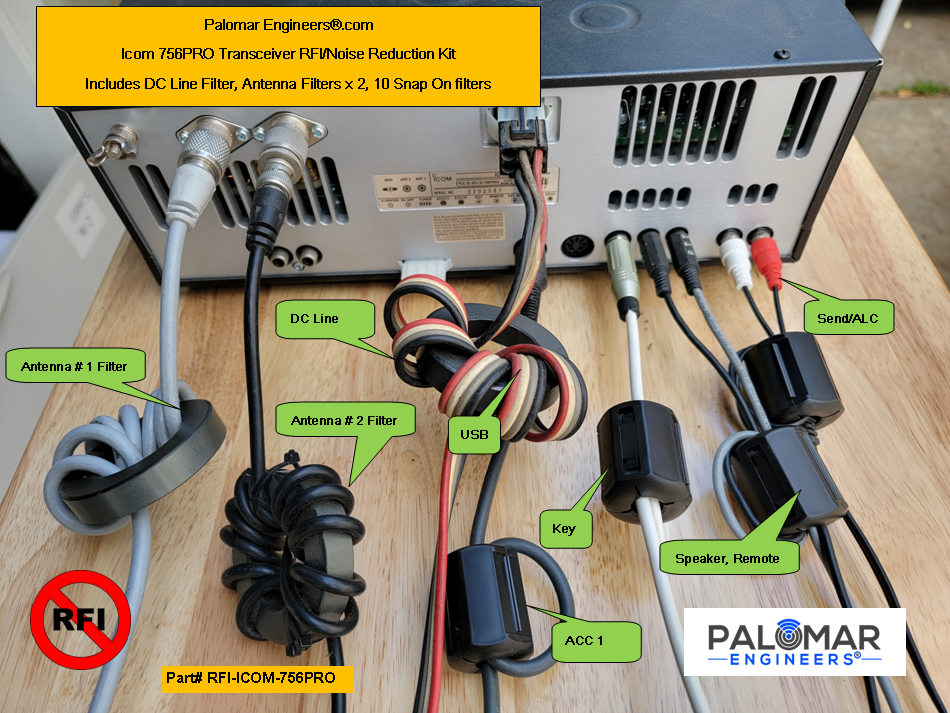 Icom 746/756/765/775/781 Transceiver RFI Reduction Kit, Coax Noise ...
