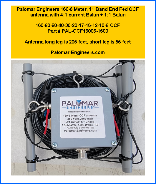 Off Center Fed Dipole Antenna, 160-6 Meters, 500/1.5KW/5KW PEP rated ...