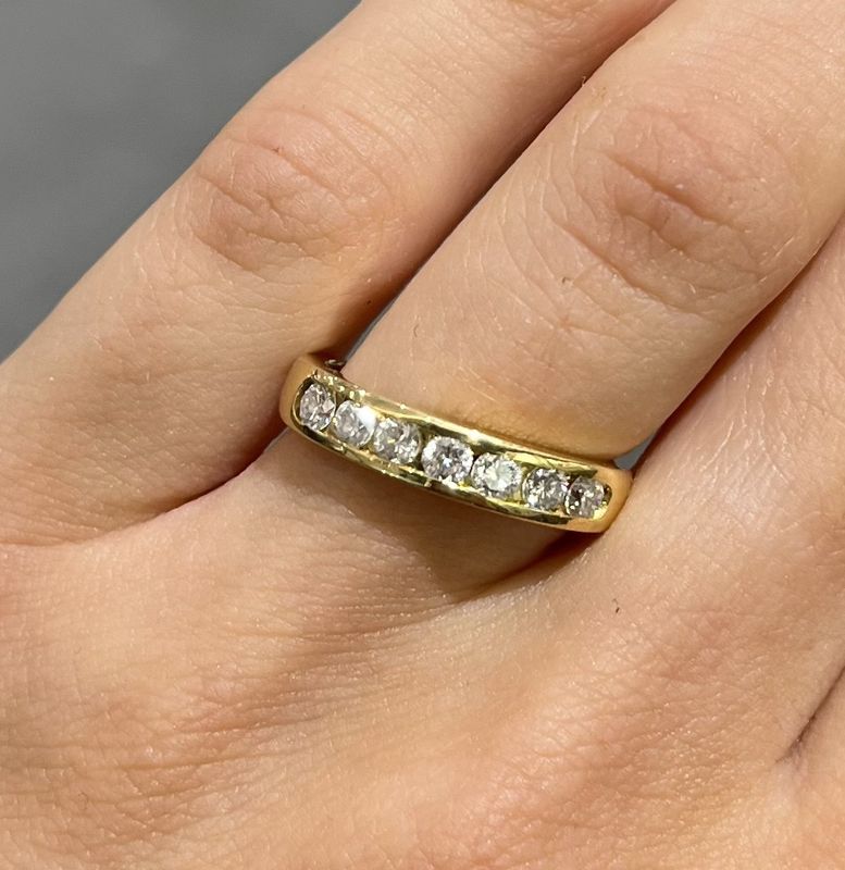 Pre-Owned 18ct Yellow Gold 0.42ct Channel Set Diamond Half Eternity Ring