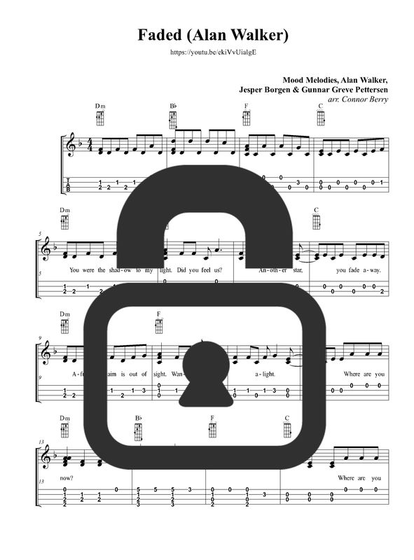"Faded - Alan Walker" Fingerstyle Ukulele Tab Sheet