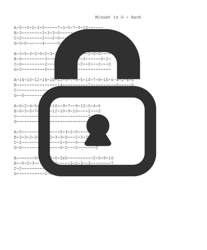 "Minuet in G - Bach" Fingerstyle Ukulele Tab Sheet