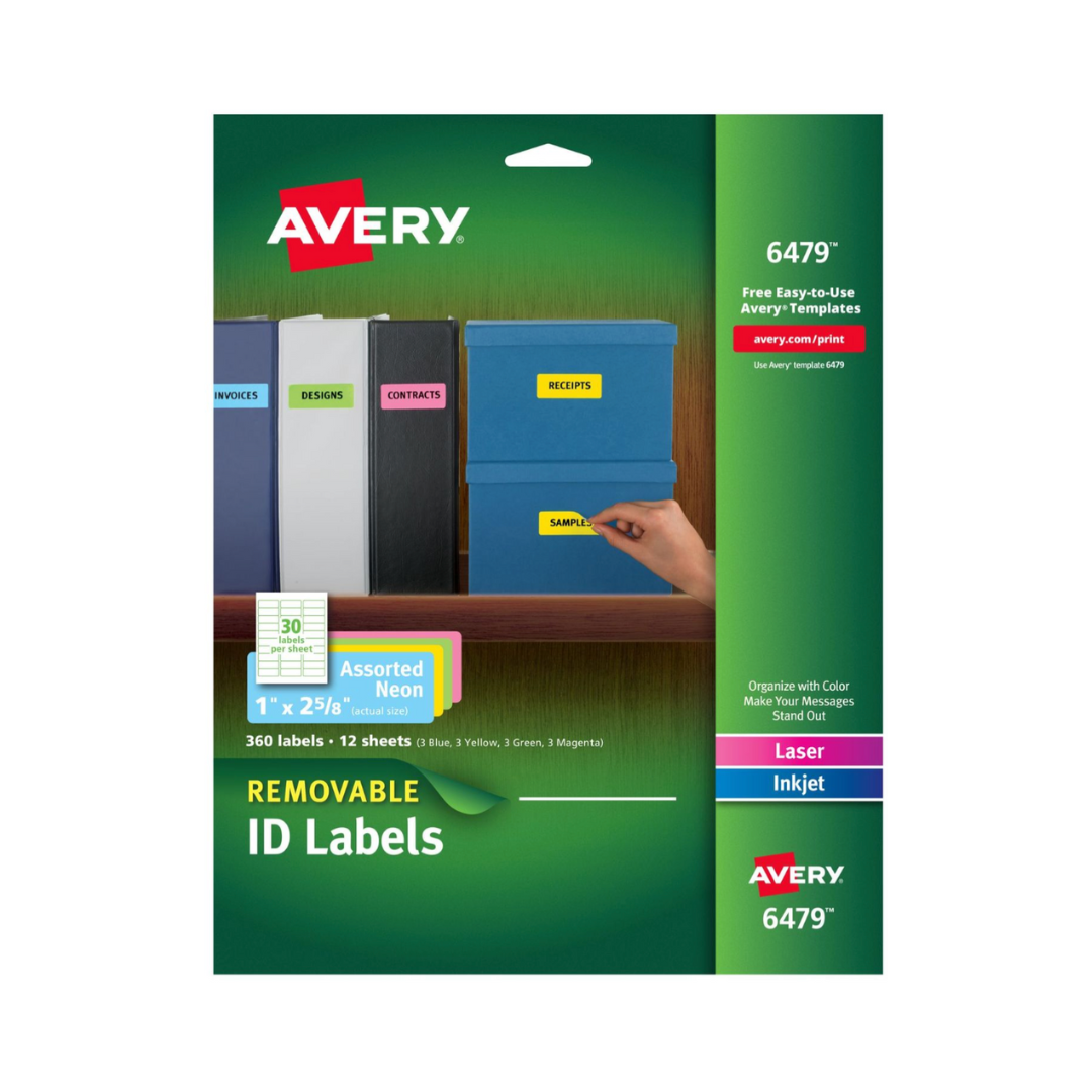Avery® Etiquetas removibles, adhesivo removible, 6.7 x 2.5 cms, colores ...
