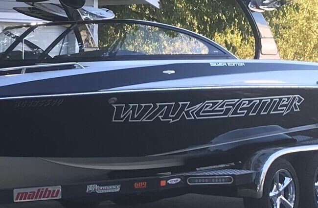 Malibu Wakesetter Silver Edition Domed Chrome Outline Decal Set