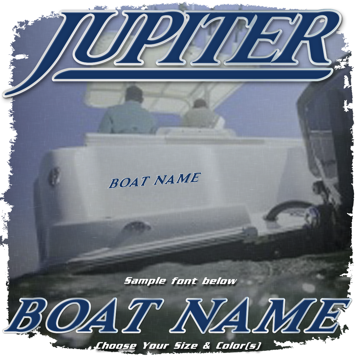 Domed Boat Name in the Jupiter Font